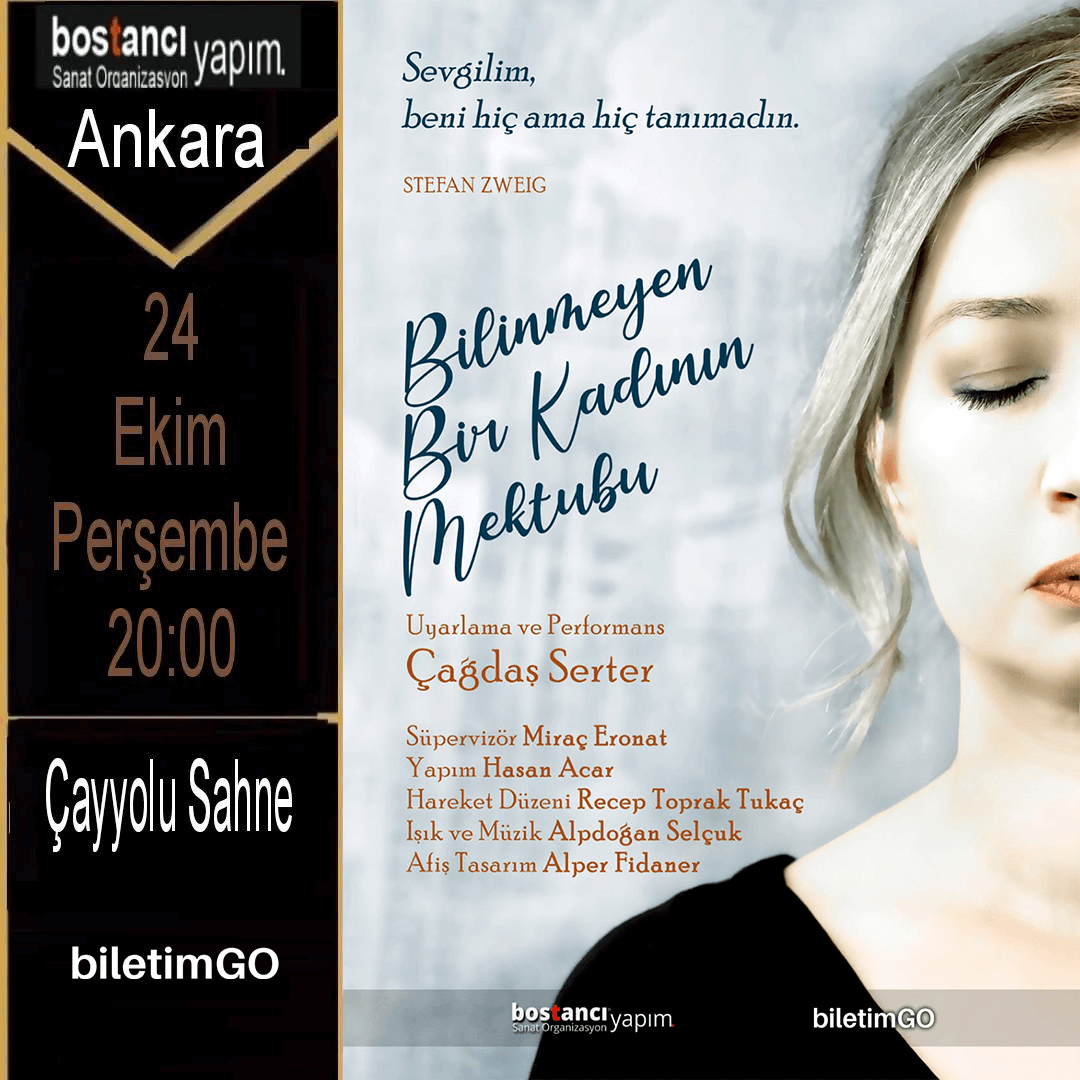 Bilinmeyen Bir Kadının Mektubu - Çayyolu Sahne – Biletler ve Detaylar