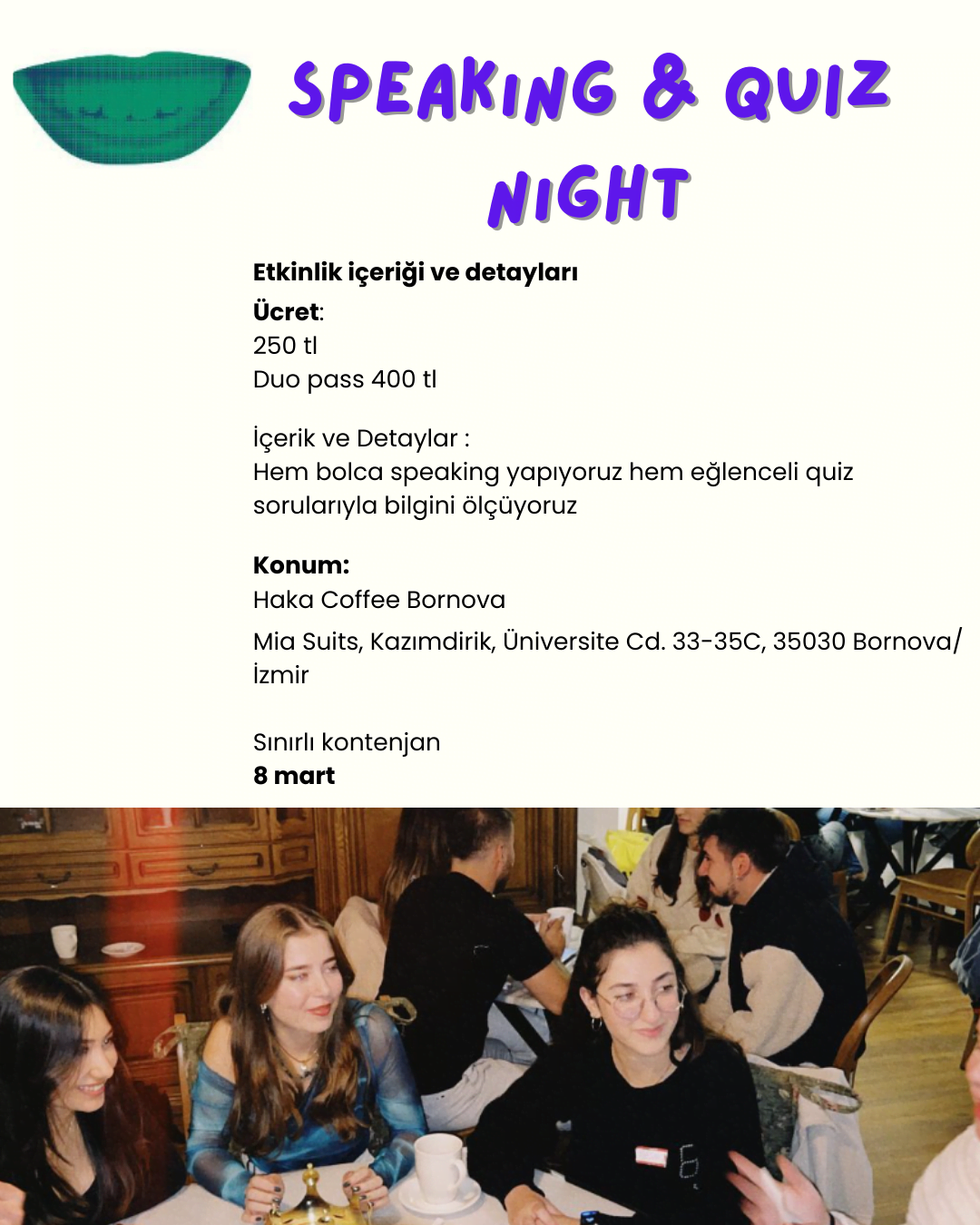 İzmirTalk Speaking & Quiz Night – Biletler ve Detaylar