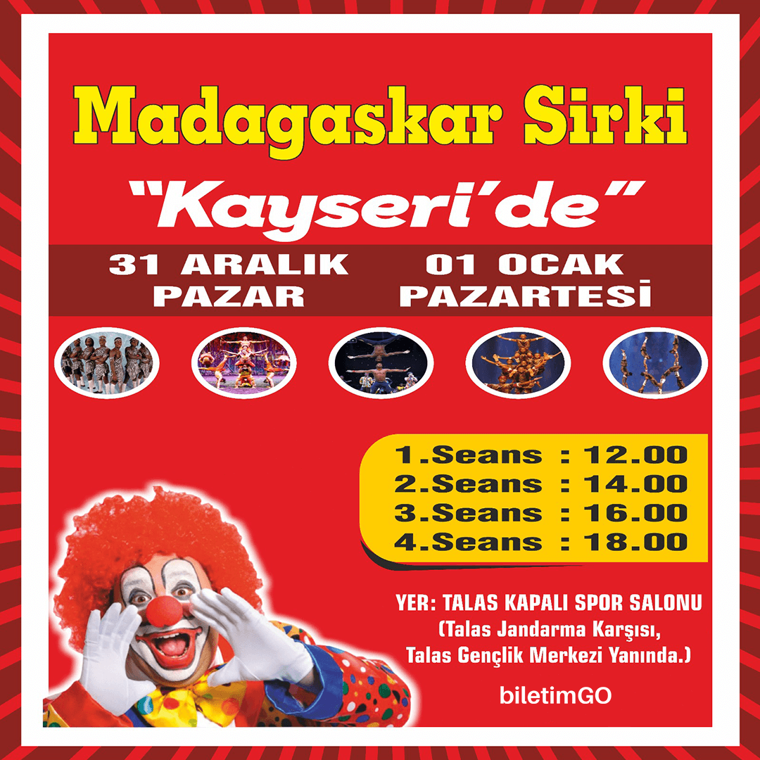 Madagaskar Sirki (Afrika) - 1 Ocak Kayseri – Biletler ve Detaylar