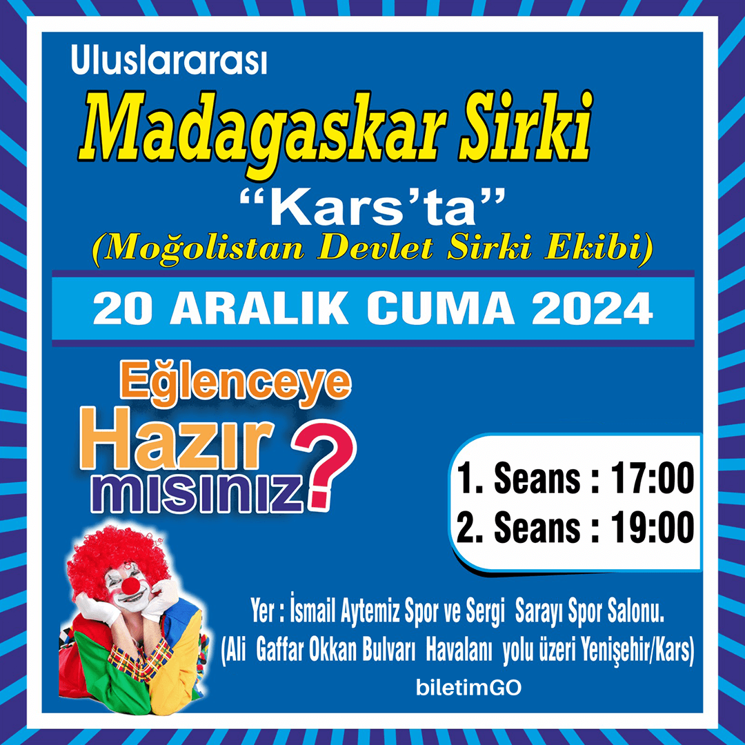 Madagaskar Sirki - Büyülü Dünya Turu - Kars – Biletler ve Detaylar